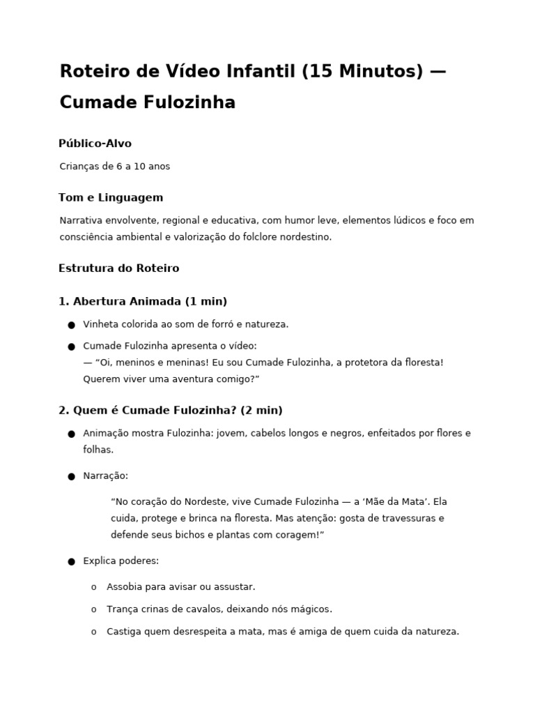 Aventura Infantil com Cumade Fulozinha | PDF