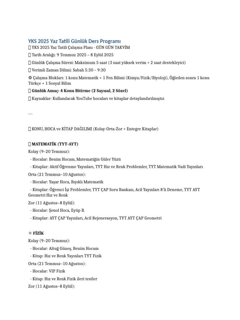 YKS 2025 Program | PDF