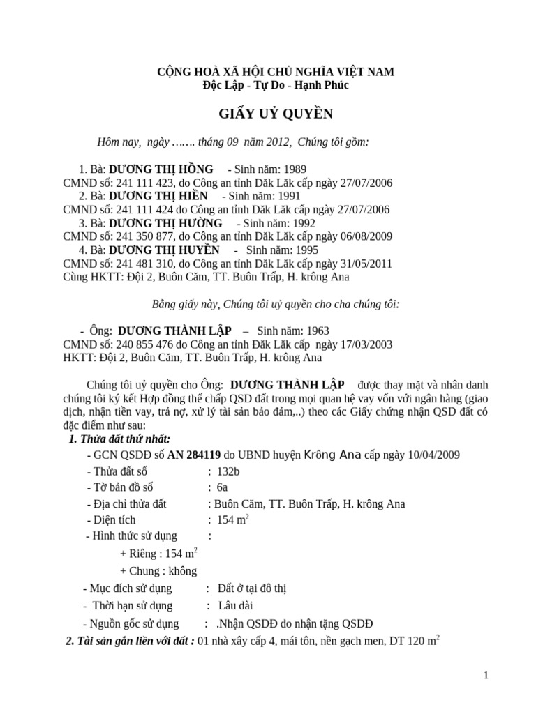 Giay Uy Quyen Vay Von | PDF