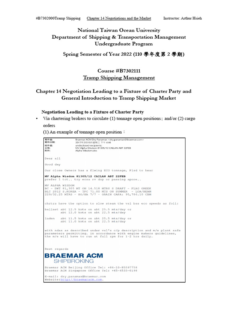 Chartering Process in Tramp Shipping | PDF