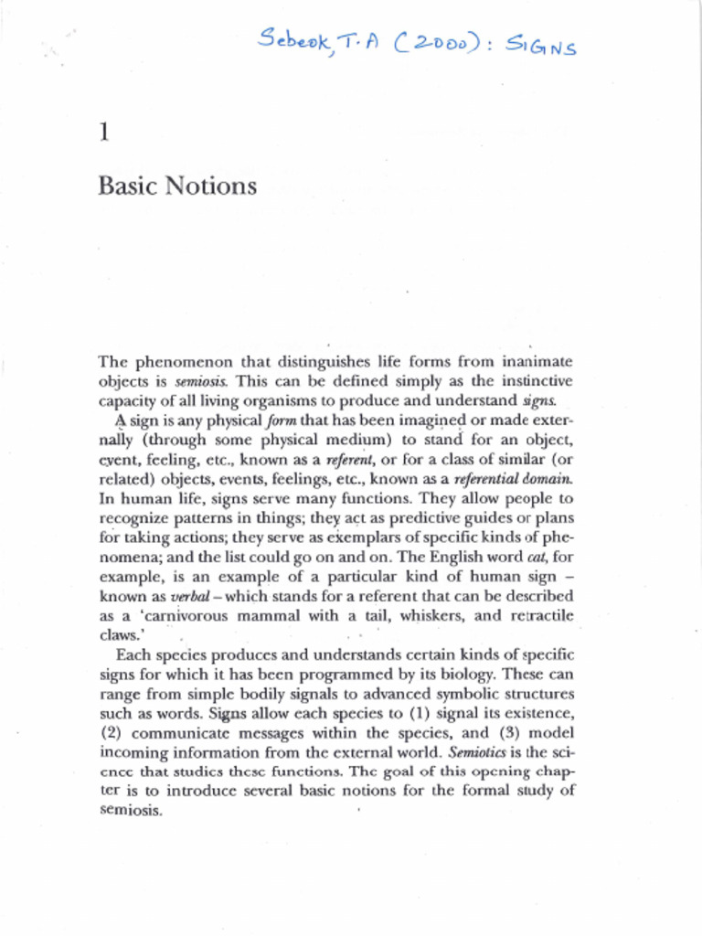 1 Signs An Introduction To Semiotics. University of Toronto Press, Canada. (Chap 1 Basic Notions ...