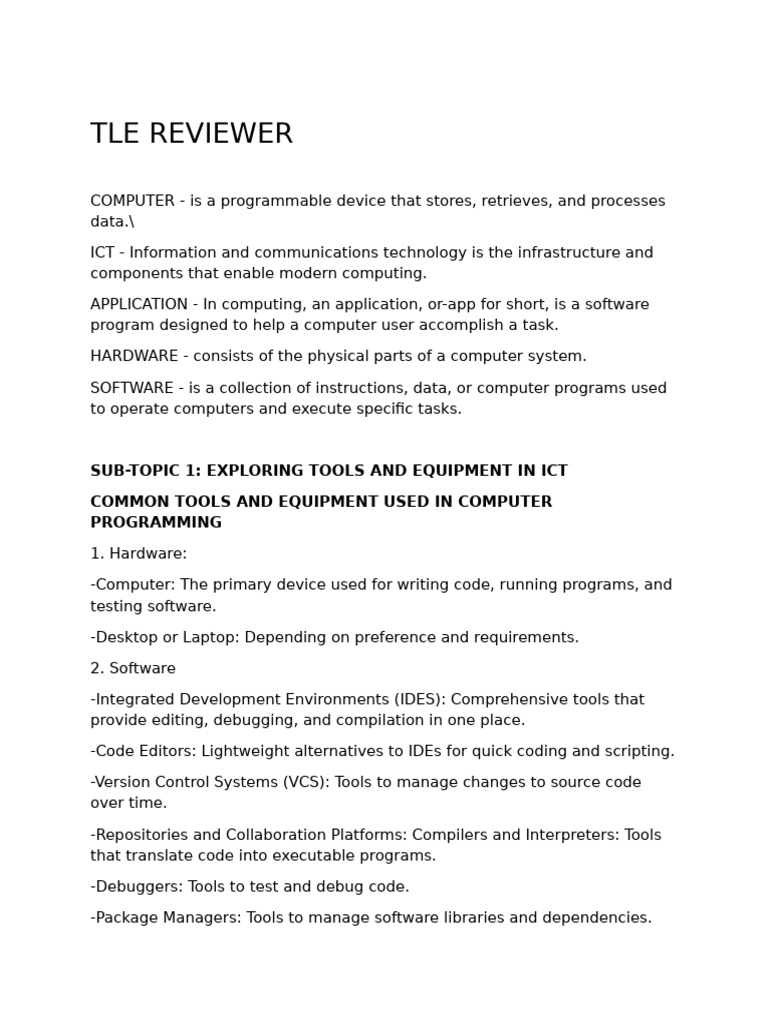 Tle Reviewer - g8 - 1st Quarter | PDF | Computer Network | Software