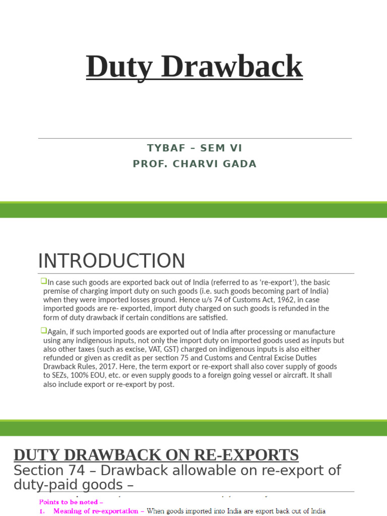 Duty Drawback | PDF