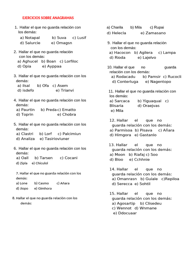 Anagramas 15 Preg | PDF | Ajedrez