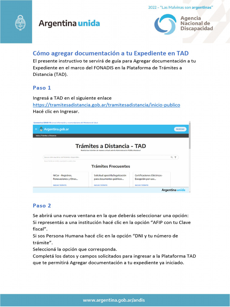 Instructivo Como Agregar Documentacion Tad para Proyectos Presentados Por Fonadis | PDF ...