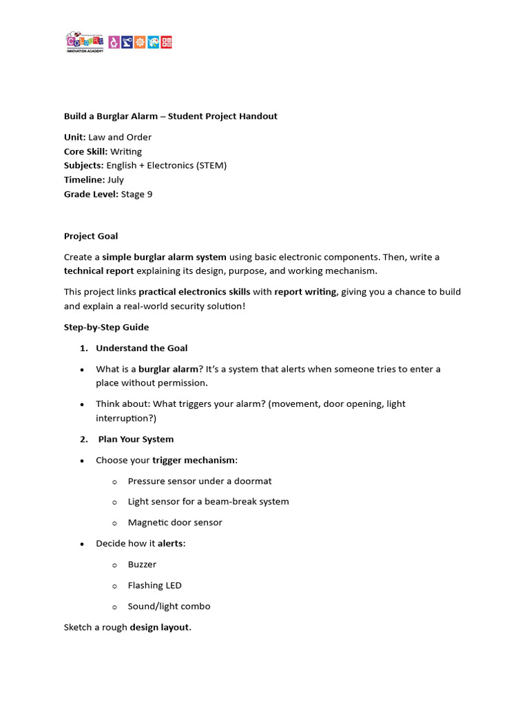 Simple Burglar Alarm Project Guide | PDF | Security Alarm | Switch