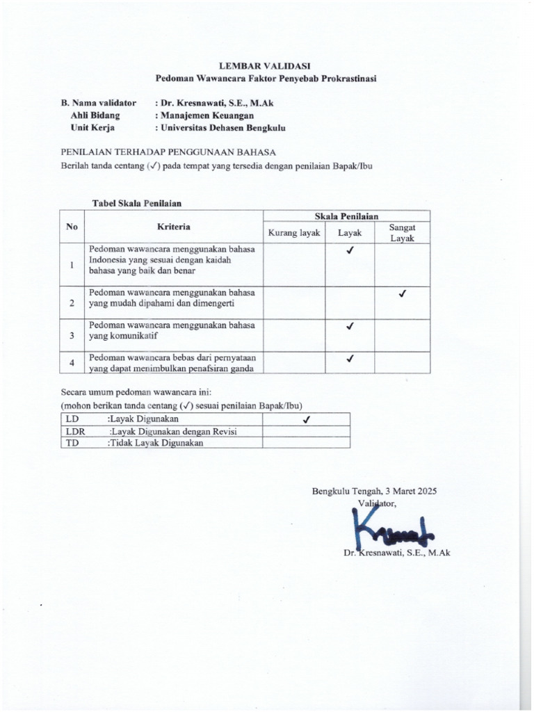 Validasi Bu Kresna Ekonomi | PDF