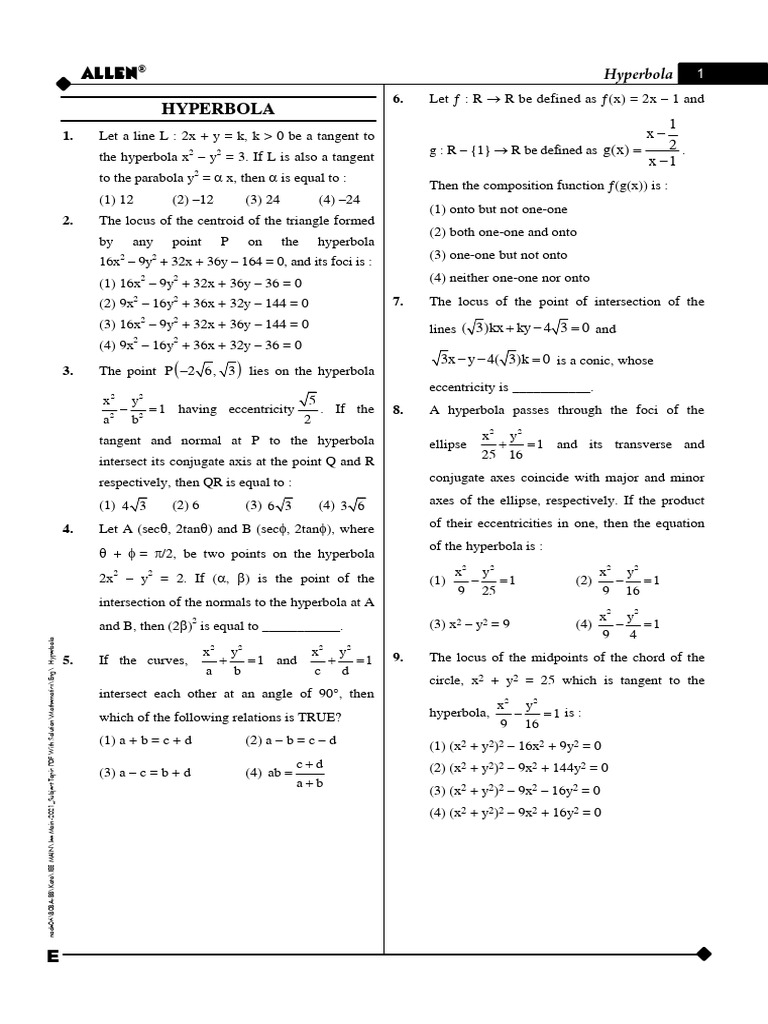 Hyperbola Practice 1 | PDF | Elementary Geometry | Manifold