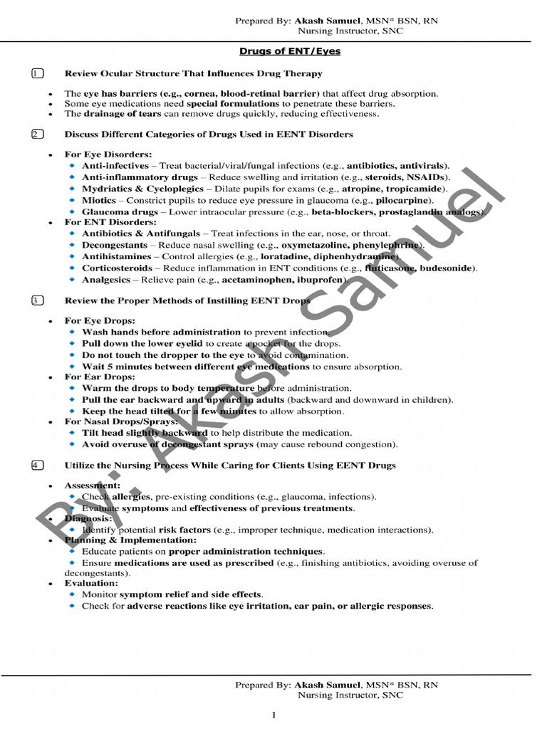 ENt+EYE Drugs | PDF