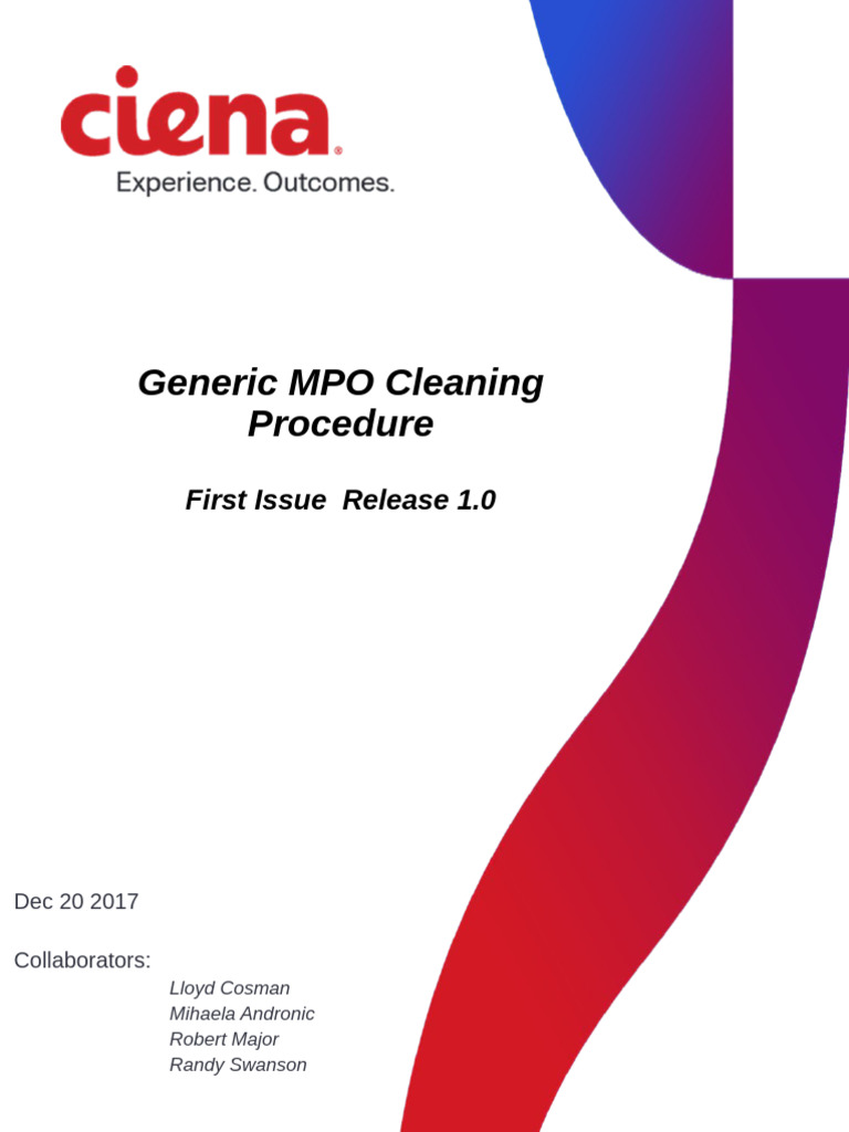 MPO Cleaning Release 1.0 | PDF | Electrical Connector | Optical Fiber