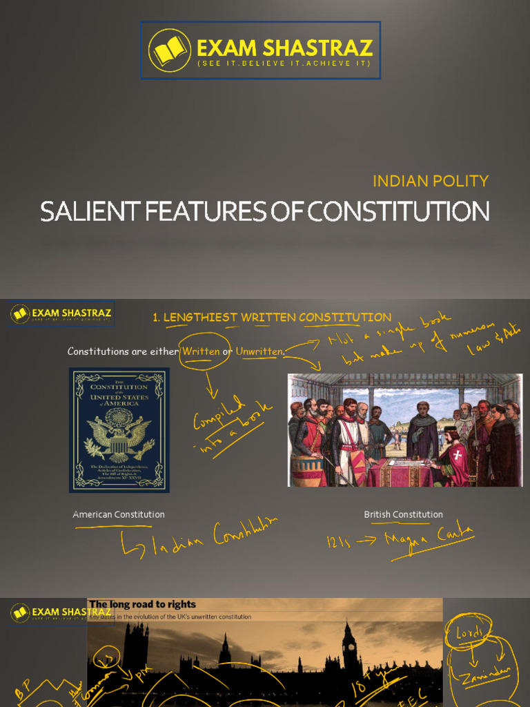 Salient Features of India's Constitution | PDF | Constitution ...