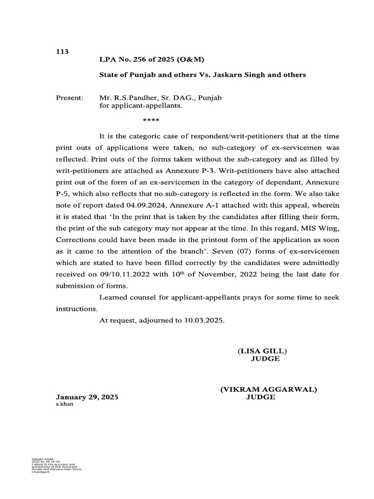 Lpa 256 2025 29 01 2025 Interim Order | PDF