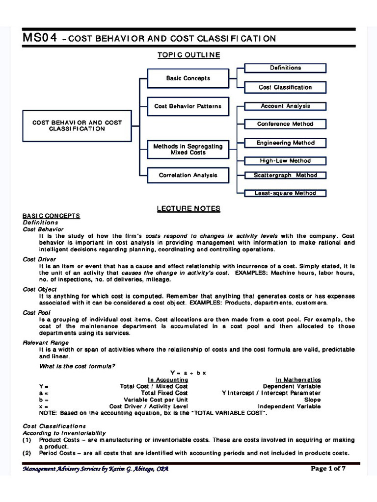 Cost Classification | PDF