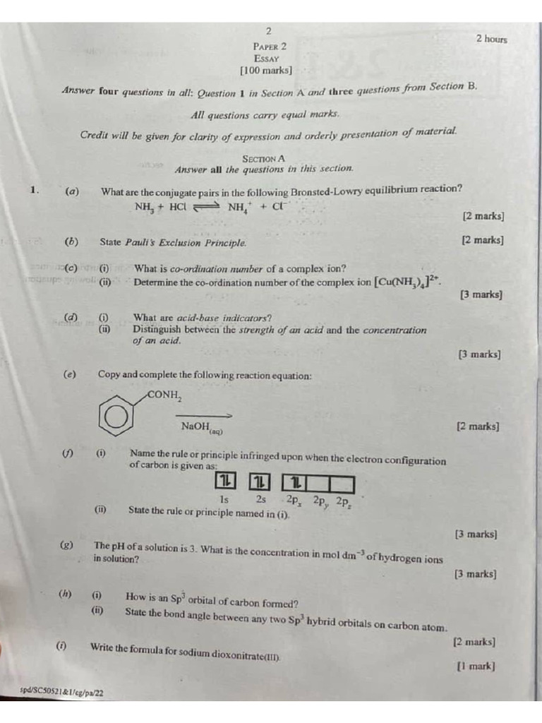 Novdec Chemistry Questions | PDF