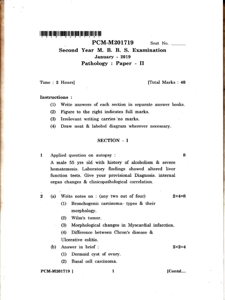 2019 January Paper 2 Pathology | PDF | Medical Specialties | Neoplasms