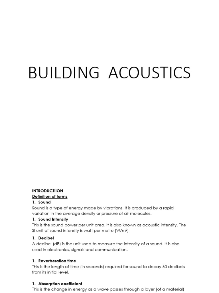 Understanding Building Acoustics Basics | PDF | Sound | Acoustics