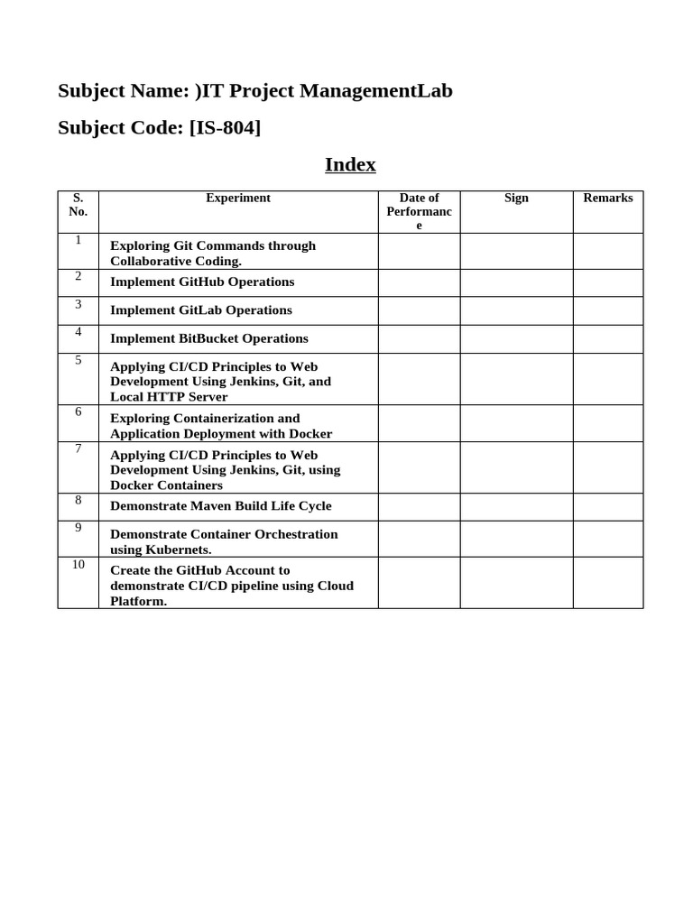 Is-804 Lab Index & Evaluation Sheet | PDF | Computer Engineering ...