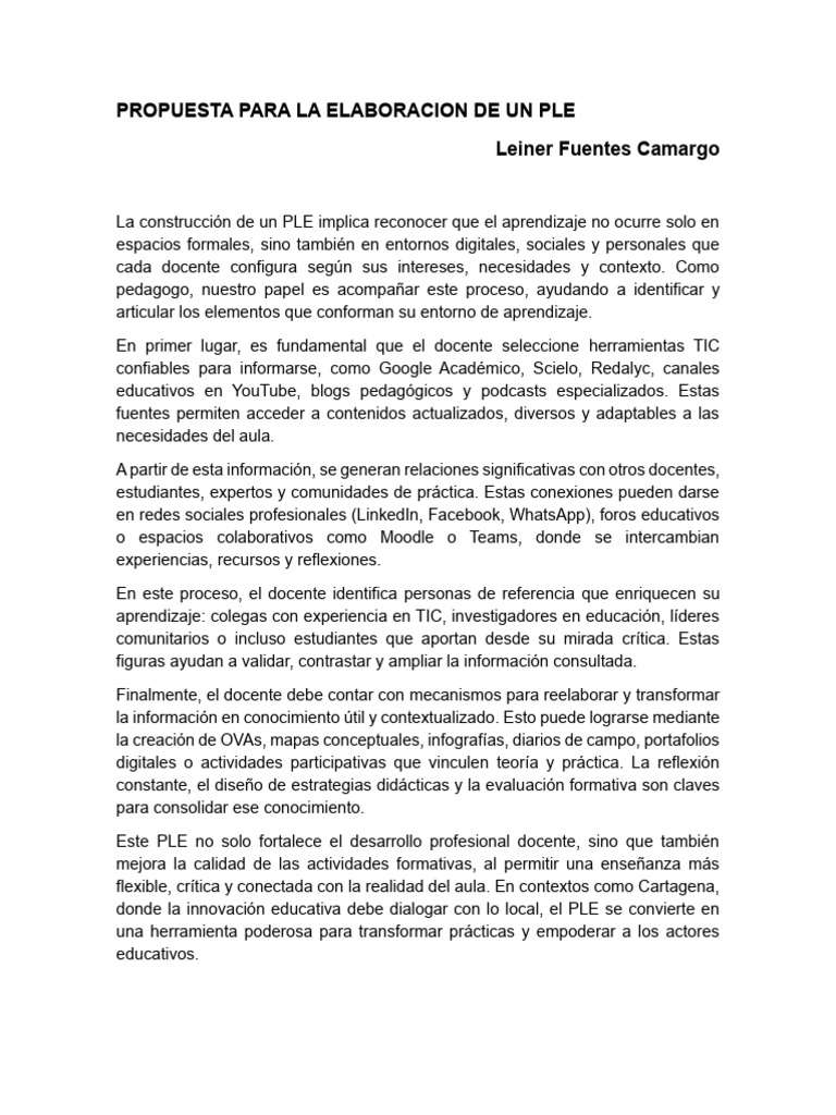 Propuesta para La Elaboracion de Un Ple | PDF