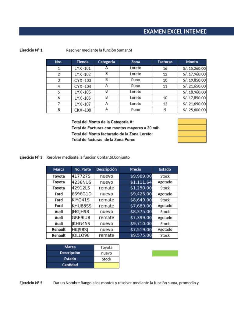 Examen Excel Intermedio Sin Resolver | PDF