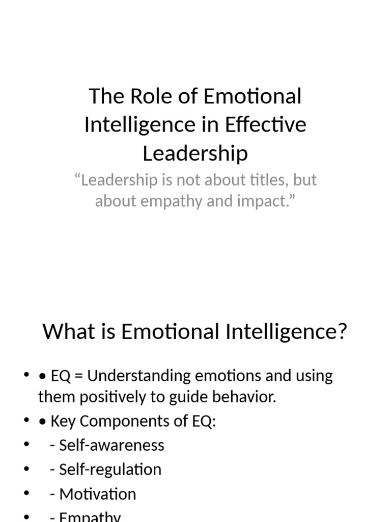 Leadership Emotional Intelligence Presentation | PDF
