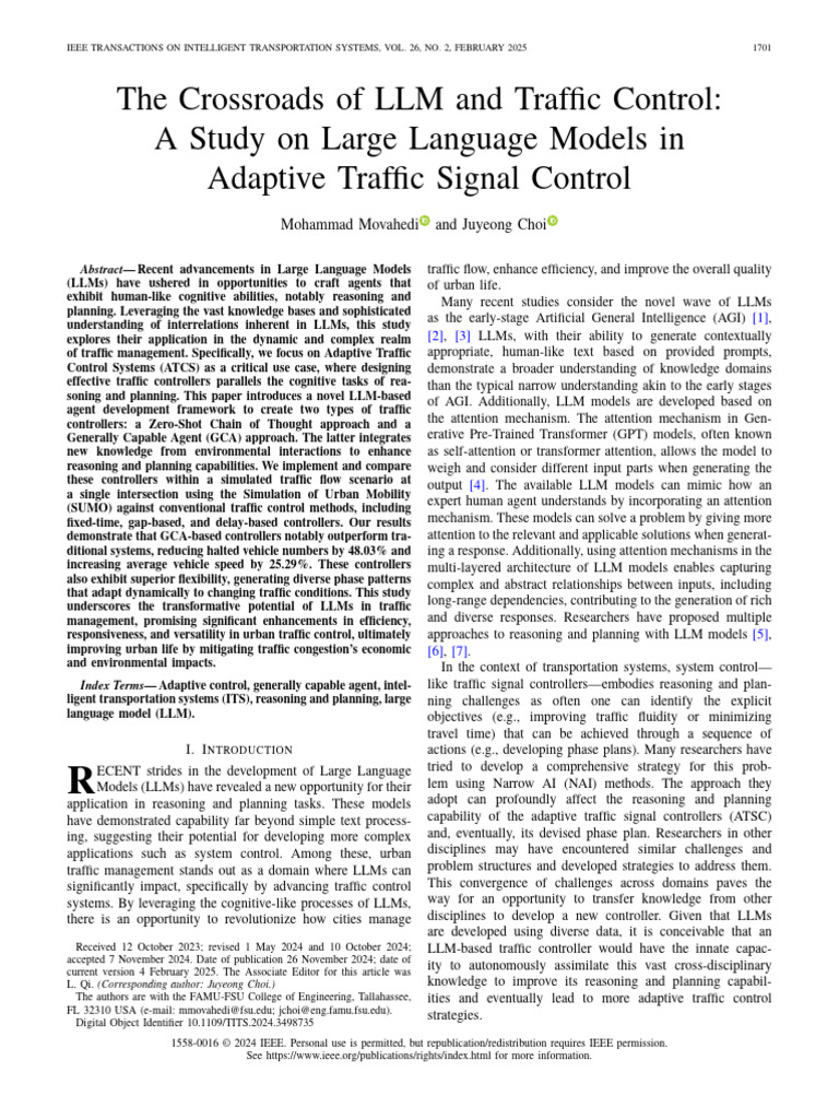LLMs in Adaptive Traffic Control Systems | PDF | Traffic | Simulation