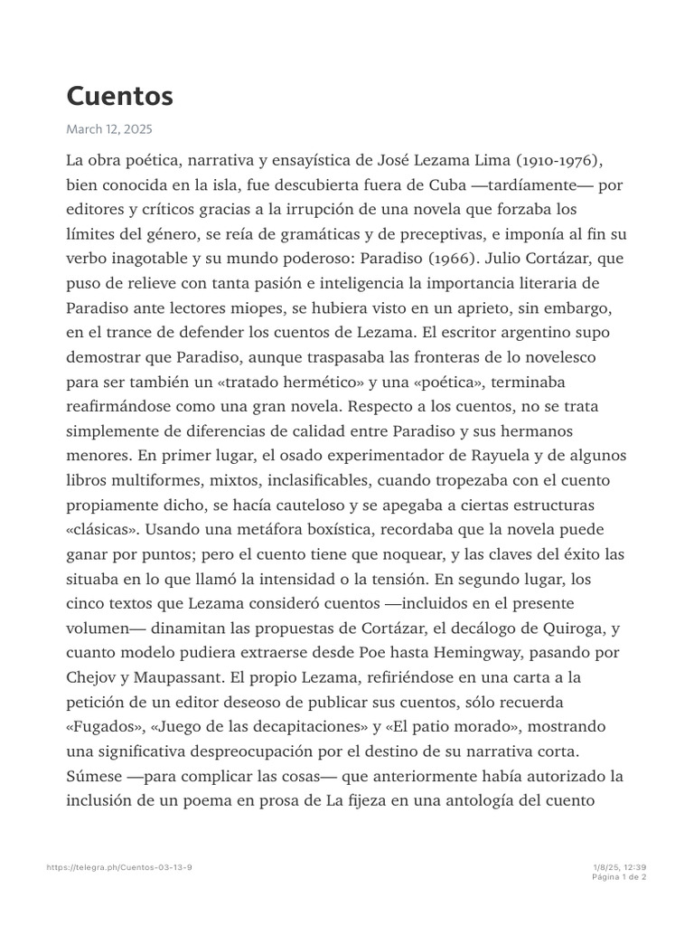 Cuentos - Telegraph | PDF | Cuentos | Escritura
