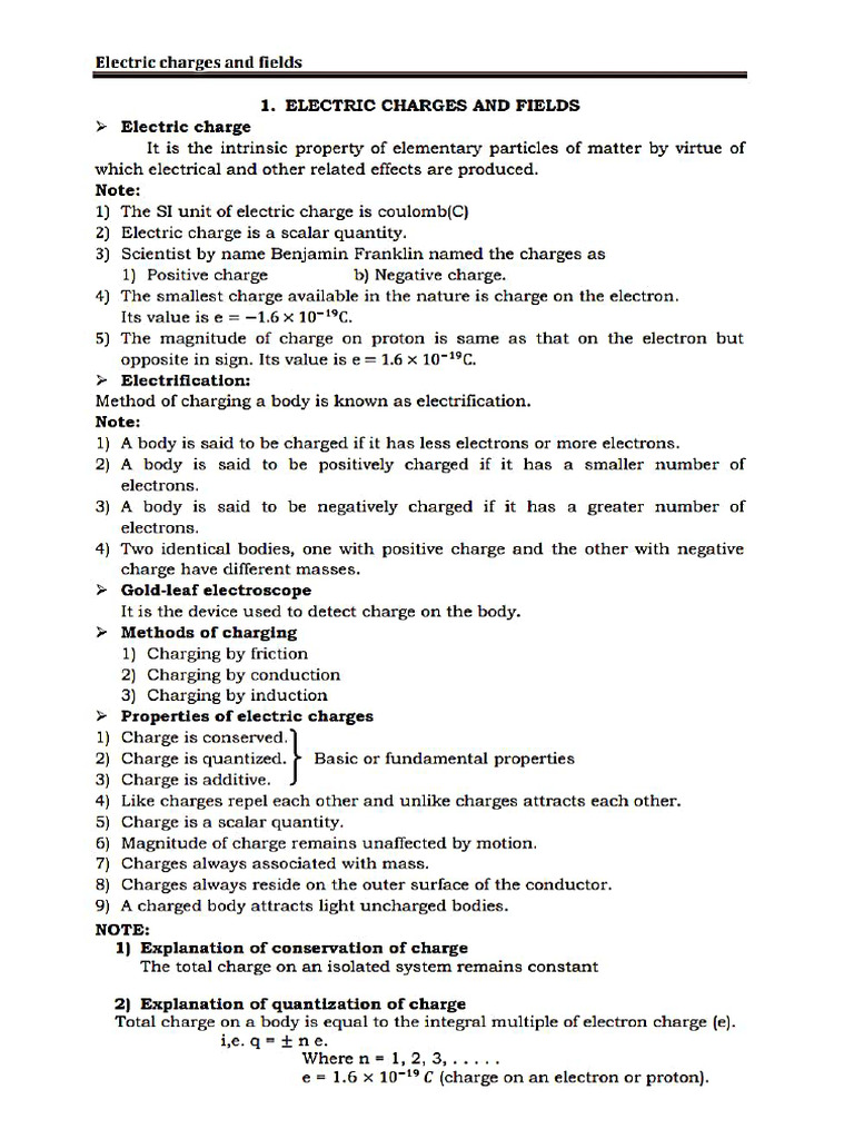 Electric Charges & Fields | PDF