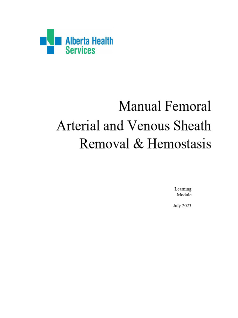 Femoral Sheath Removal Protocol Guide | PDF | Vein | Artery