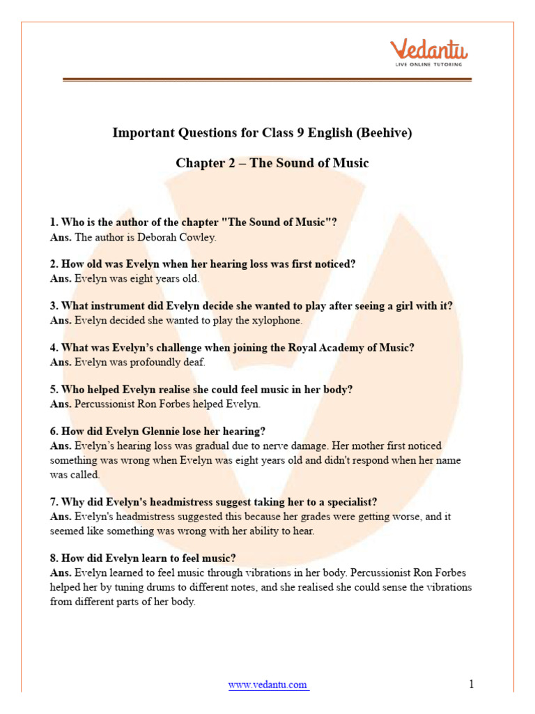 Important Questions For Class 9 English Beehive Chapter 2 - FREE PDF ...