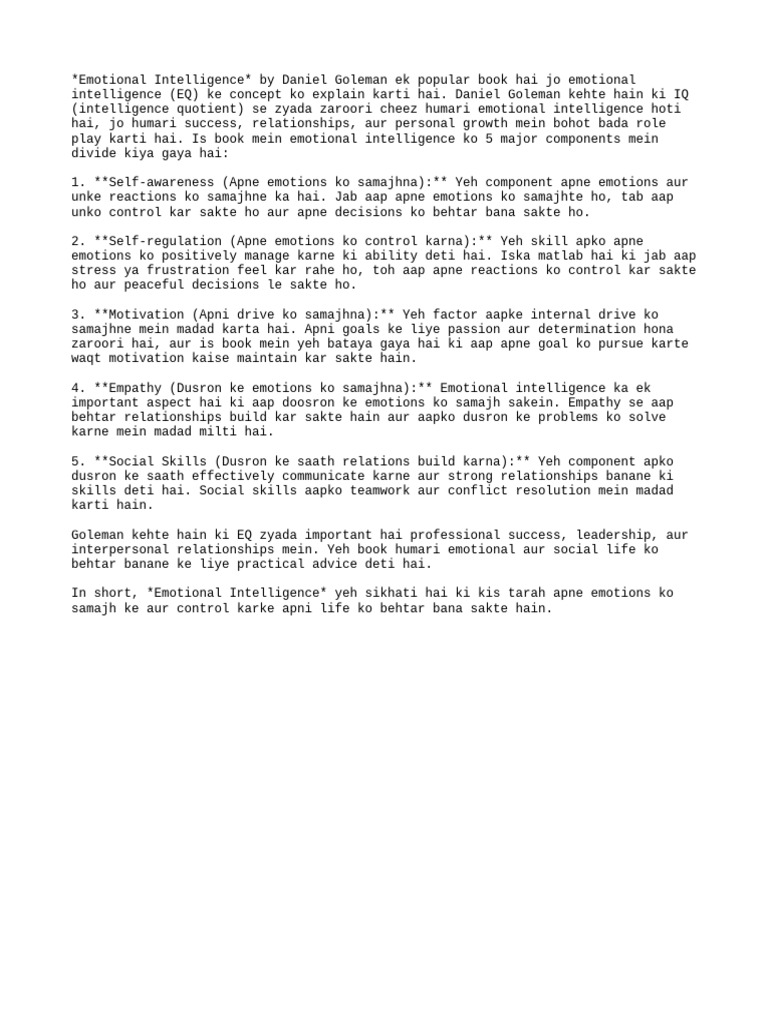 Emotional Intelligence by Daniel Goleman | PDF