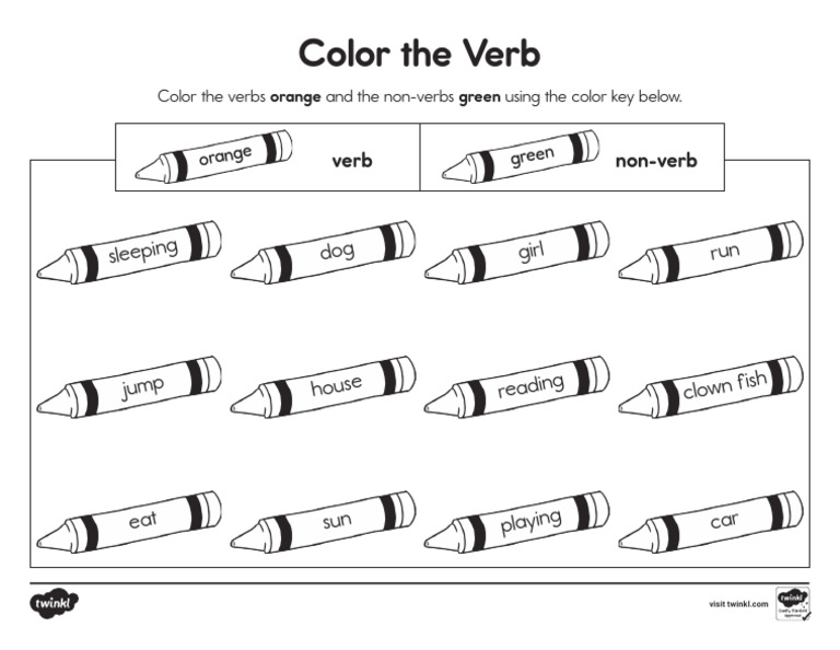 BW Color The Verb | PDF