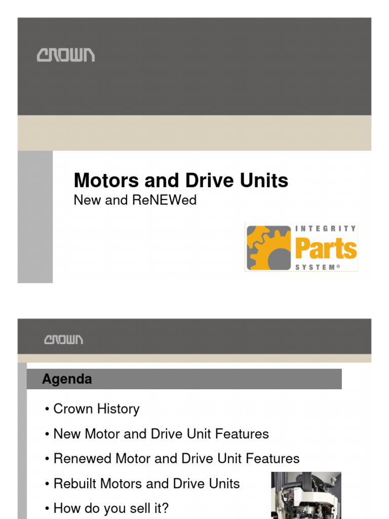Crown Motors and Drive Units Overview | PDF | Axle | Gear