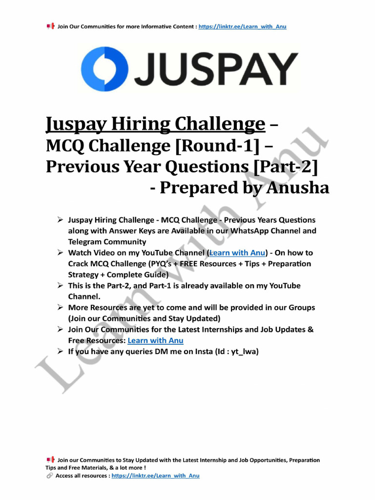 Juspay Hiring Challenge 2024 Guide | PDF