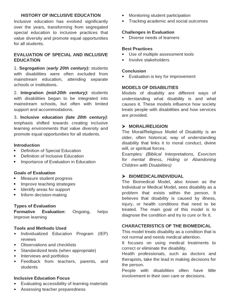 FSIE - History of Inclusive Educ. | PDF | Disability | Inclusion ...