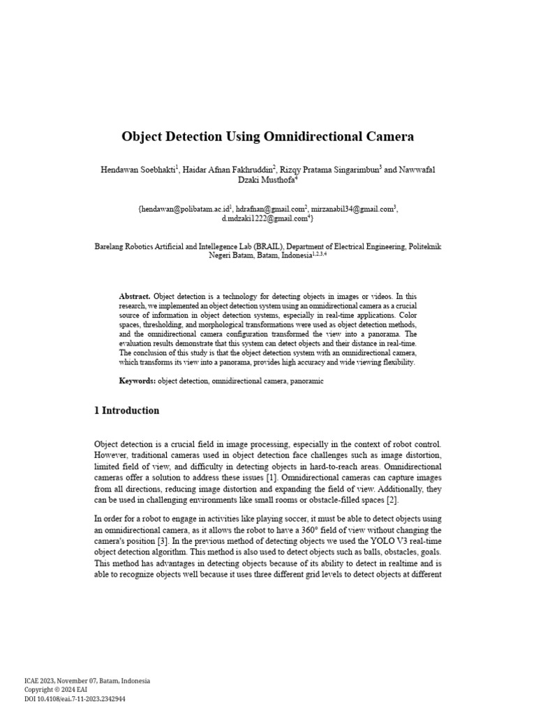 Omnidirectional Camera Object Detection | PDF | Color | Image Segmentation