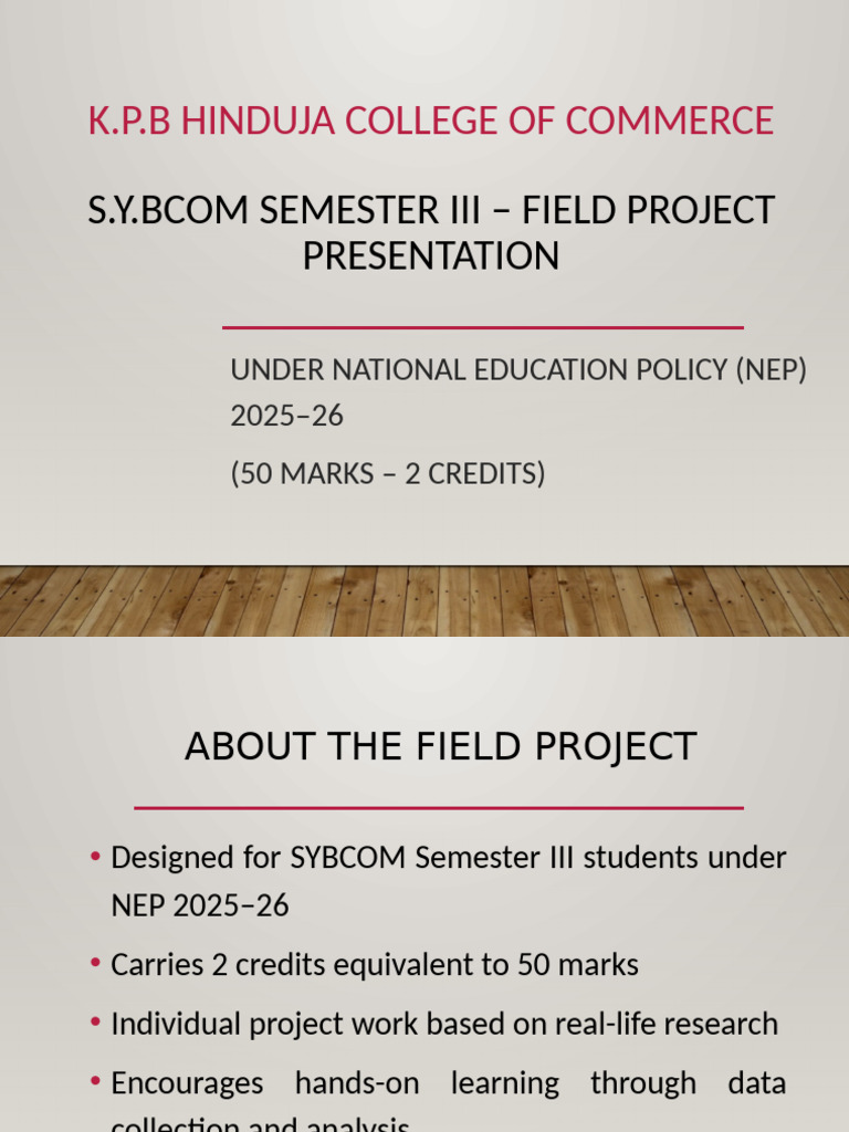 SYBCOM Semester III Field Project Guide | PDF