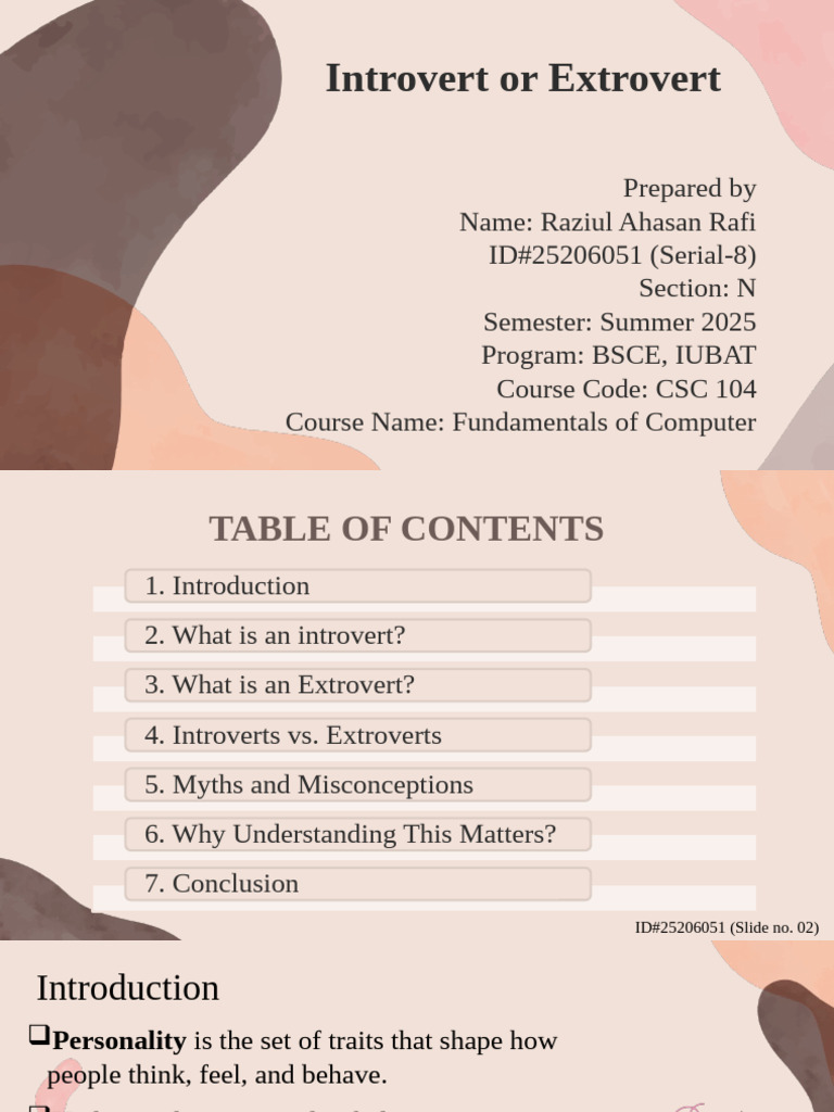 Introvert or Extrovert | PDF | Extraversion And Introversion | Psychology