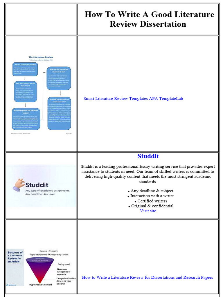 How To Write A Good Literature Review Dissertation | PDF | Thesis | Essays