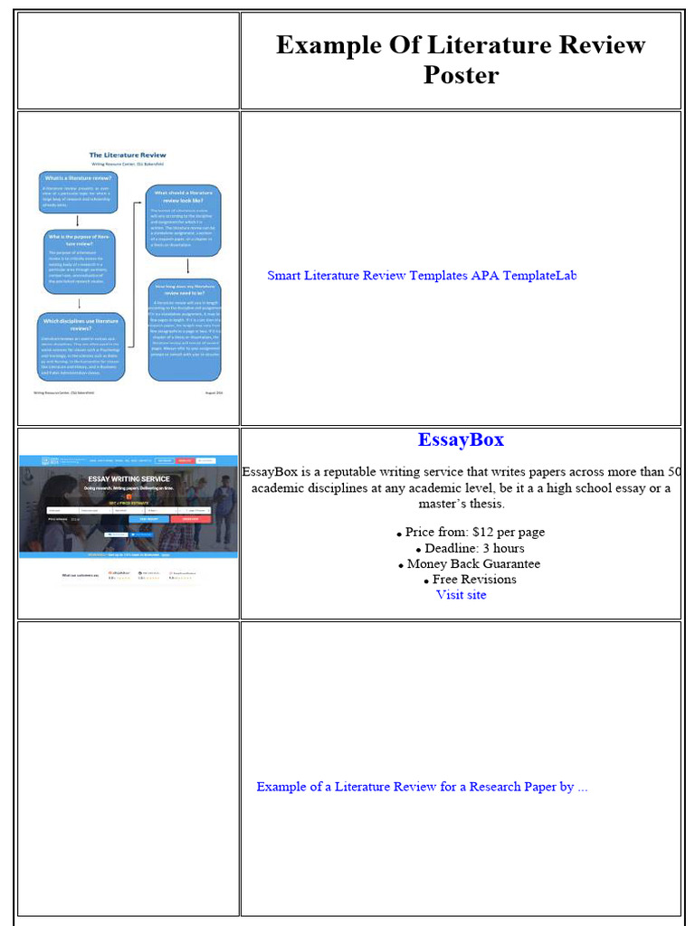 Example of Literature Review Poster | PDF | Essays | Systematic Review