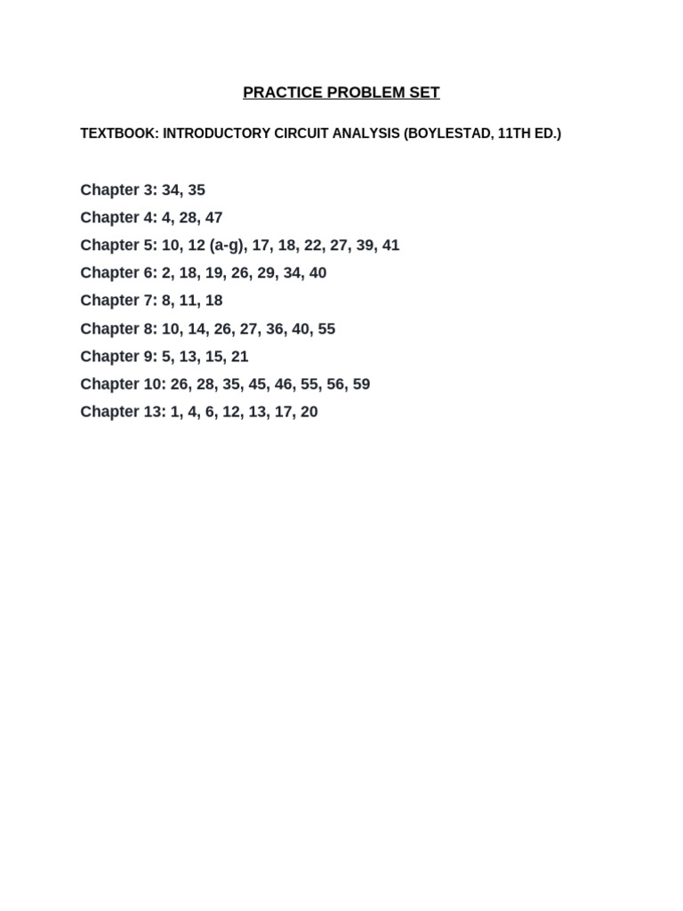 Circuit Analysis Practice Problems | PDF