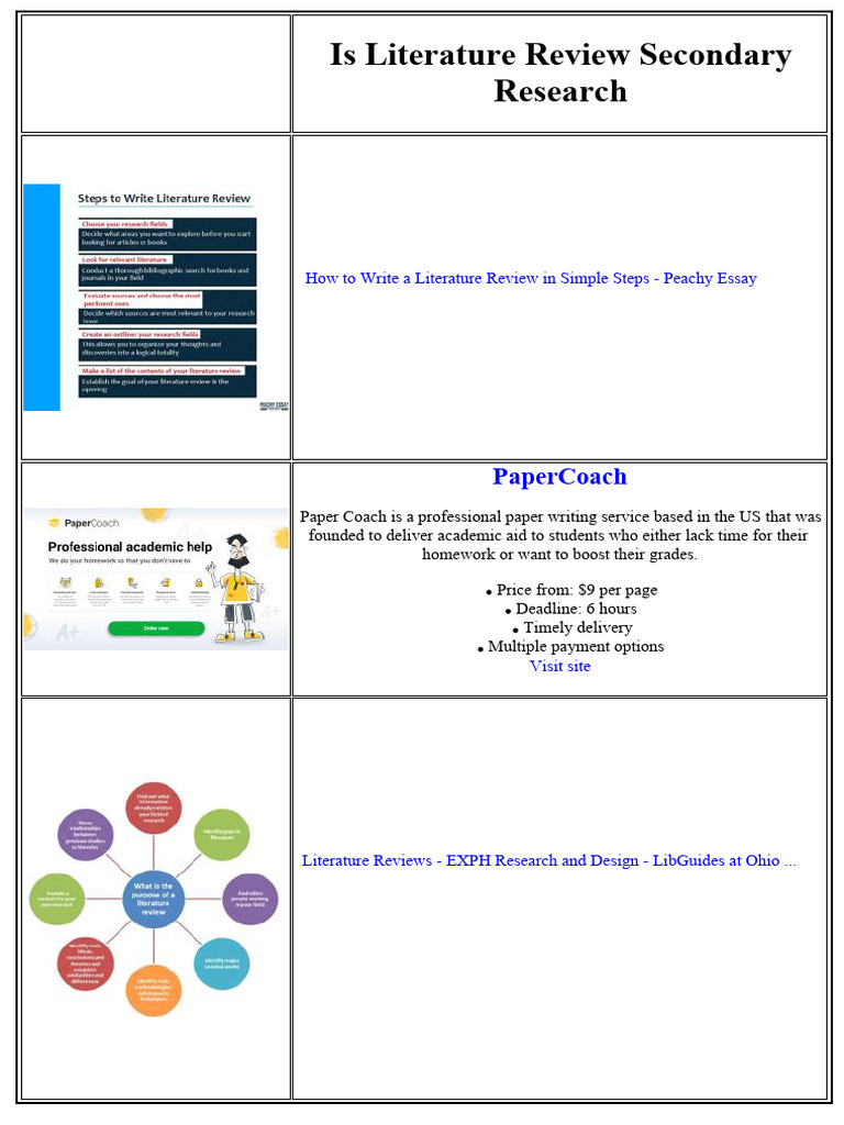 Is Literature Review Secondary Research | PDF | Essays | Literature Review