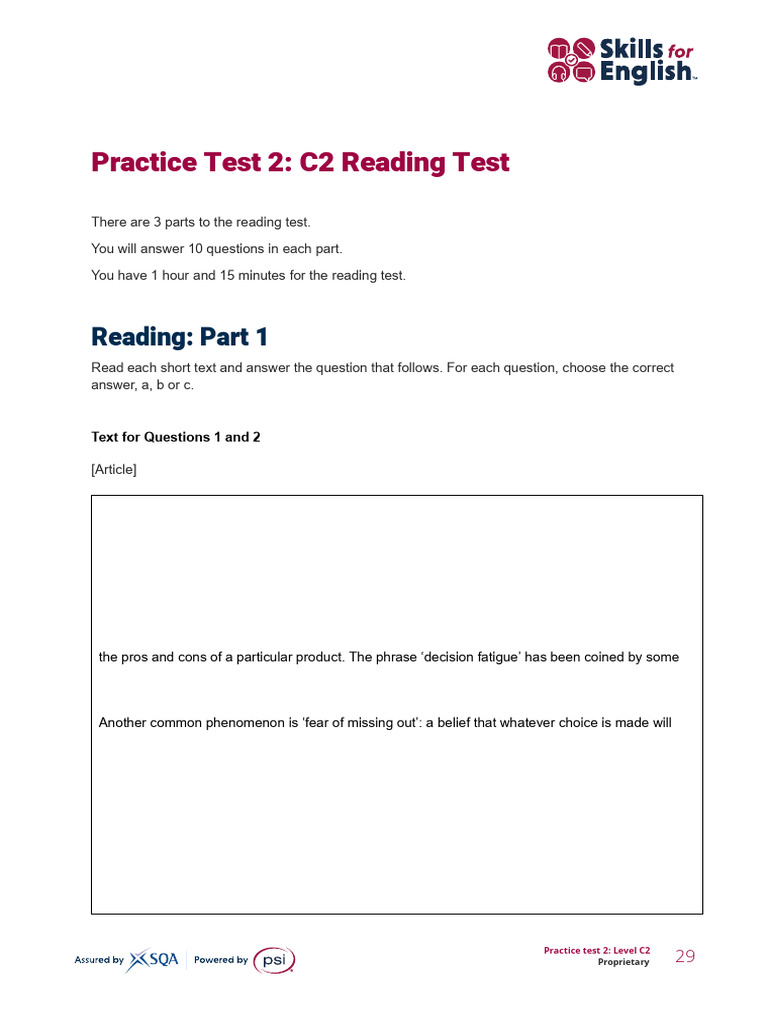 Reading Tasks For C1 Level English | PDF | Sustainability