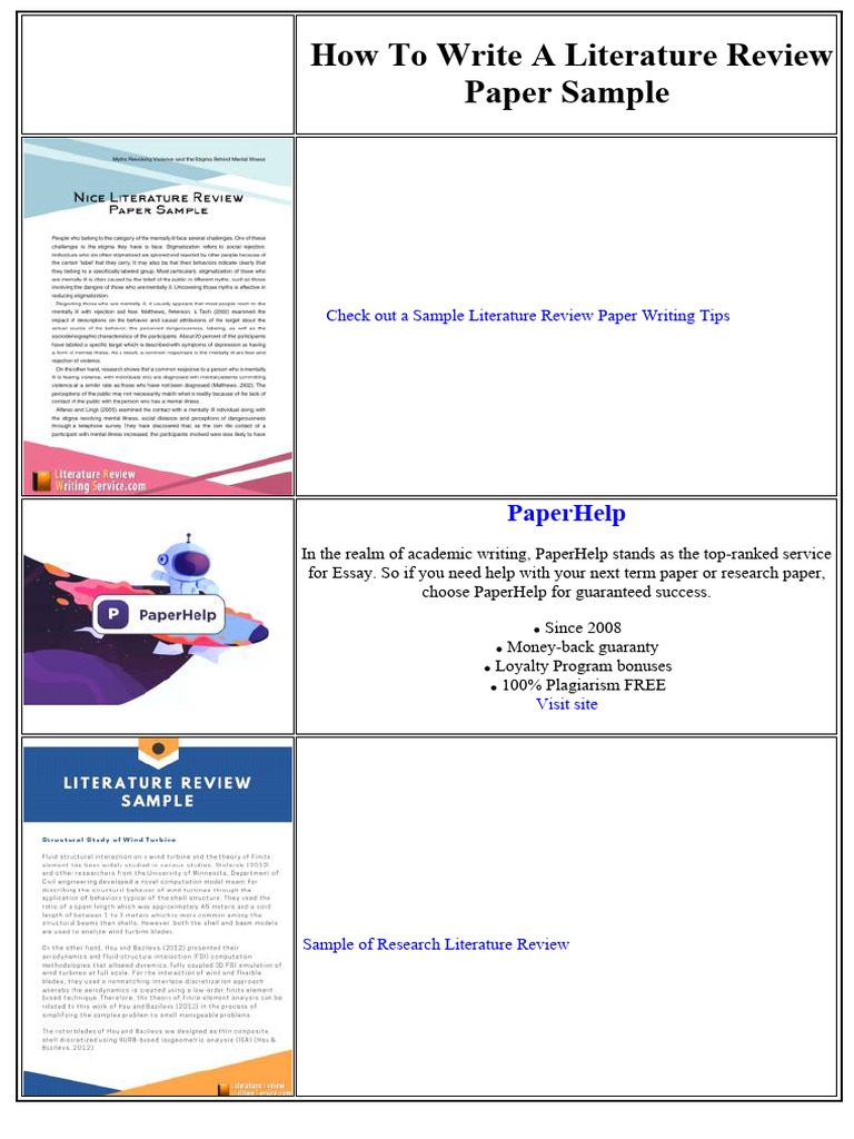 How To Write A Literature Review Paper Sample | PDF | Essays | Expert