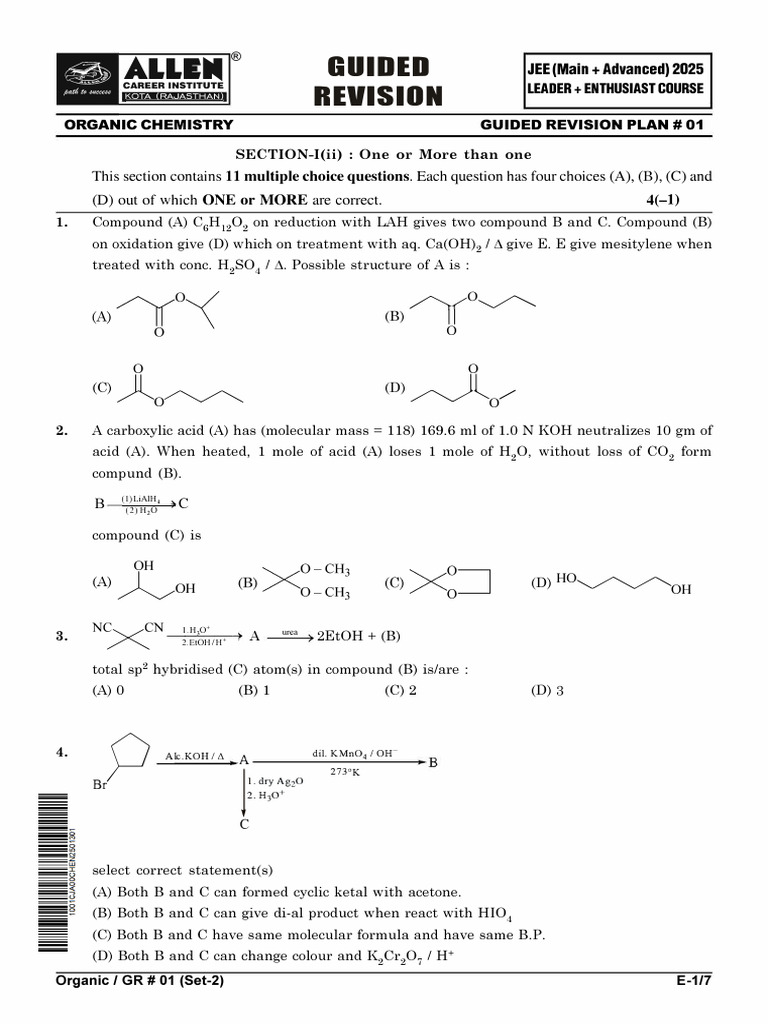Organic Chemistry Guided Revision Plan | PDF | Physical Sciences | Atoms