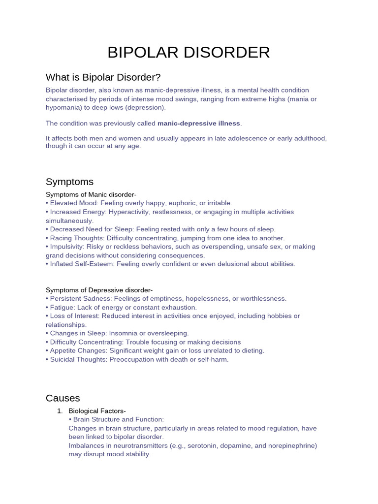 Psychology Bipolar Disorder | PDF | Mood Disorders | Bipolar Disorder