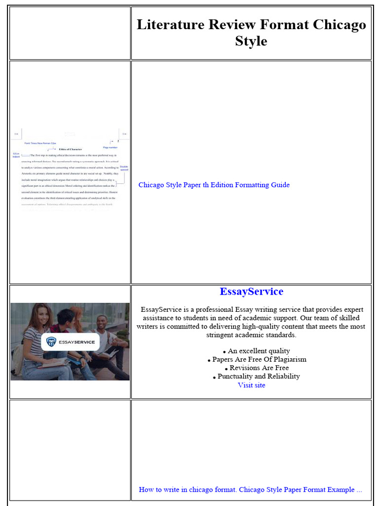 Literature Review Format Chicago Style | PDF | Citation | Apa Style