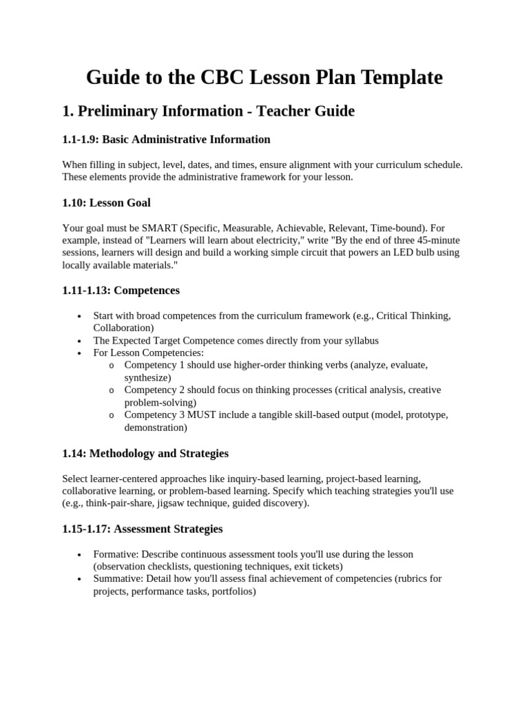 How to Use the CBC Lesson Plan Template | PDF | Educational Assessment | Learning