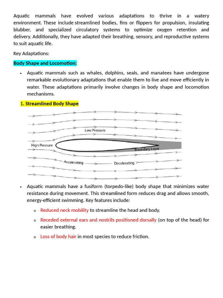 Aquatic Adaptations in Mammals | PDF | Pinniped | Cetacea