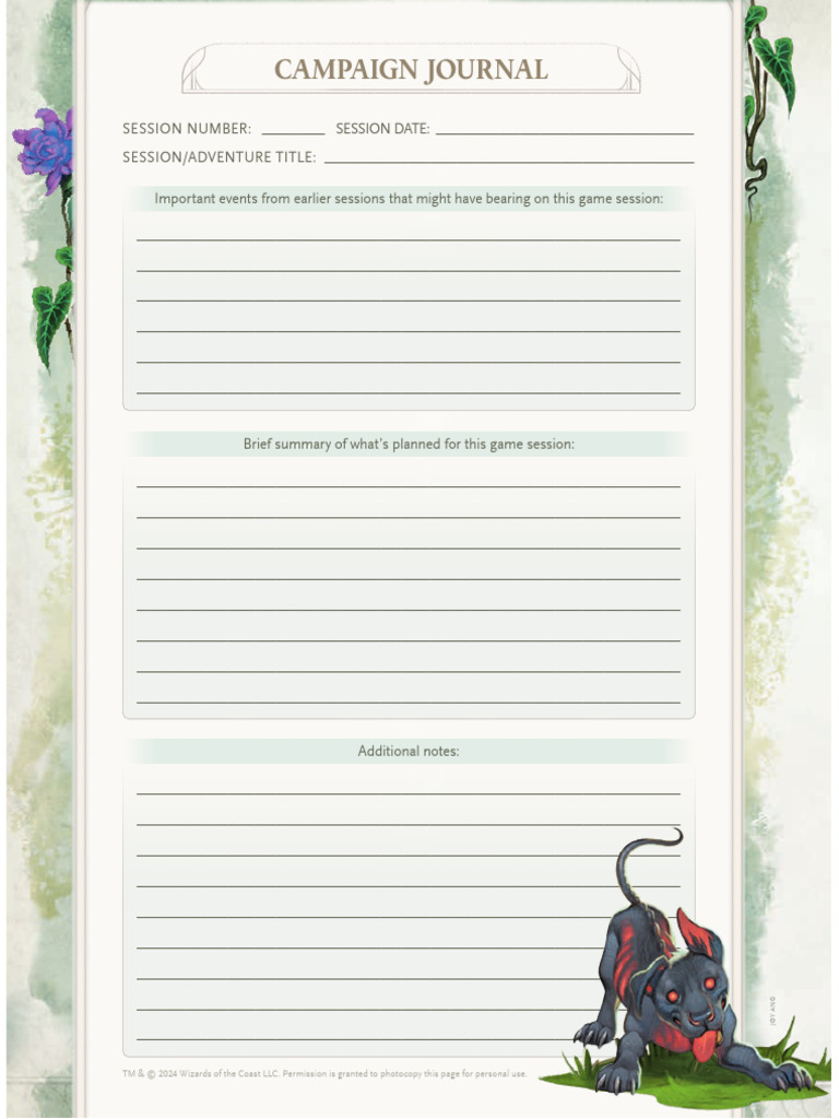 Campaign Journal Sheet | PDF