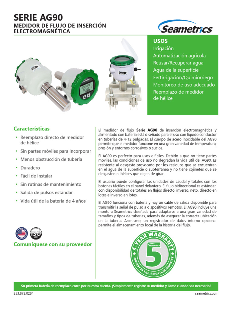 Medidor de Flujo AG90 Electromagnético | PDF | Galón | Agua